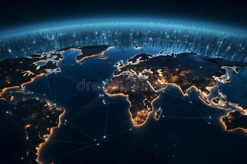 Earth Map Illustration with a Focus on Global. Generative Ai Stock ...