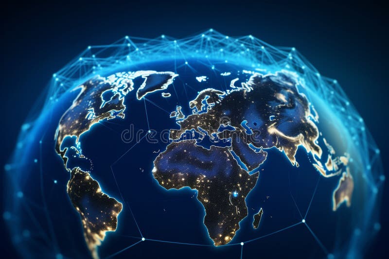Earth Map Illustration with a Focus on Global. Generative Ai Stock ...