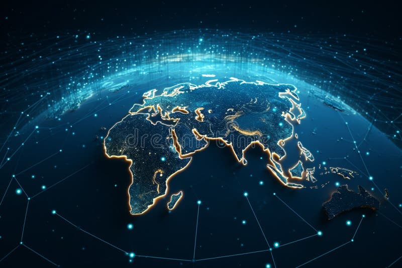 Earth Map Illustration with a Retro Scifi. Generative Ai Stock ...