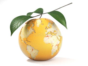 Earth Map Made on a Peeled Orange Stock Illustration - Illustration of ...