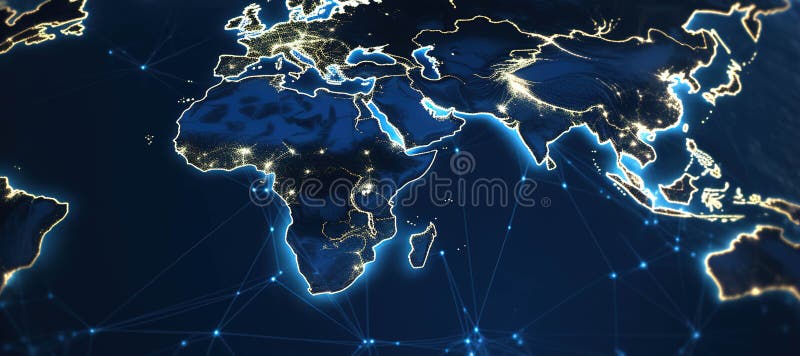 Earth Map Network Background, World, Continent, Stock Illustration ...