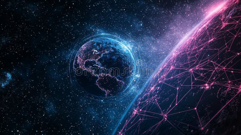 An Earth Map Paired with a Mesh Network Representing Social ...