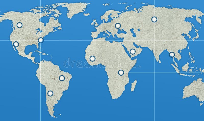 Earth Map with Points stock illustration. Illustration of continents ...