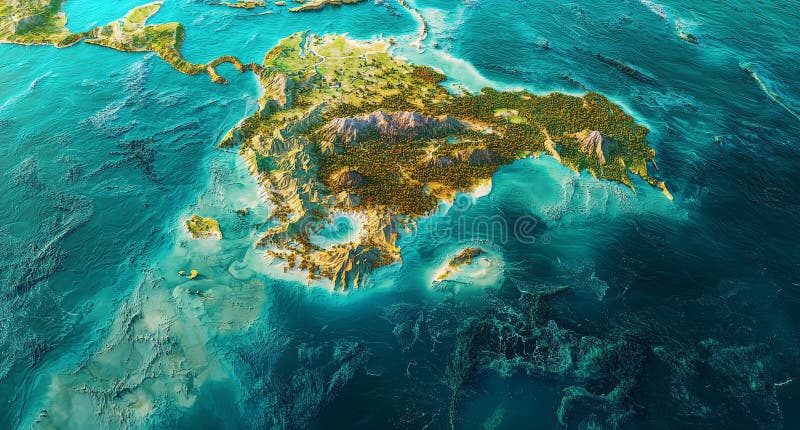 Earth Map Showing the Landforms and Physical Attributes of Central ...