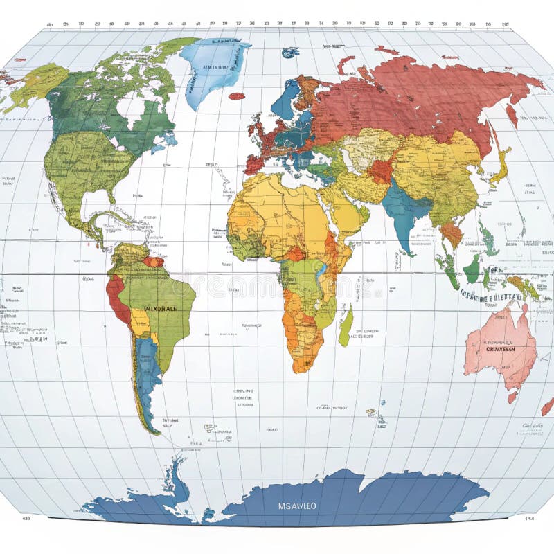 Earth Map - Winkel Projection with Grids Stock Illustration ...