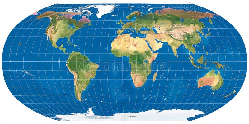 Earth Map - Winkel Projection with Grids Stock Illustration ...