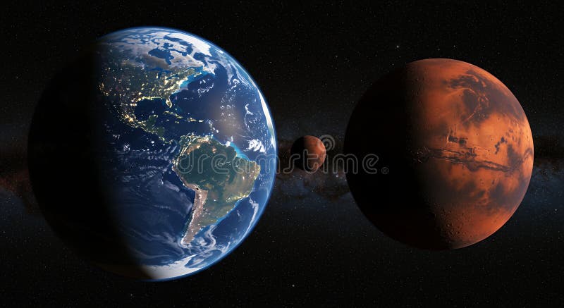 Earth, Mars, and Moon in Space: Stunning Planetary Alignment ...