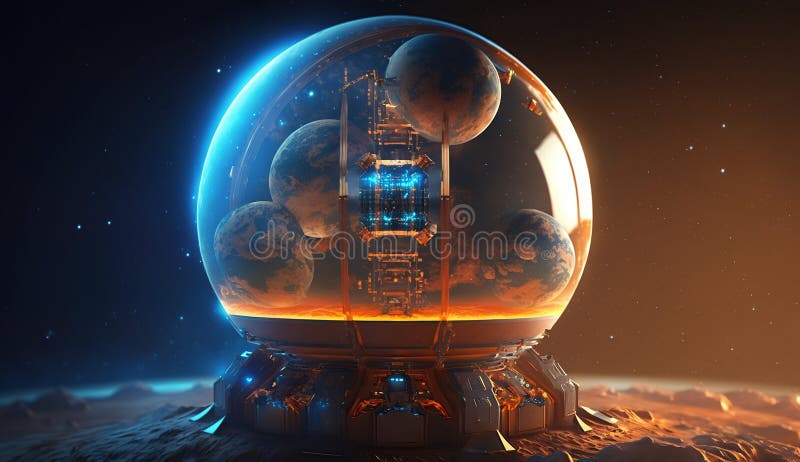 Earth, Mars and Space Ship in the Solar System. Technology and ...