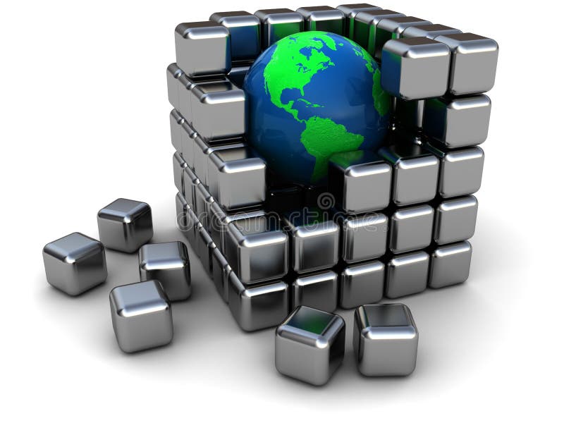 Cubic Globe Earth Cube Square Stock Illustration - Illustration of ...
