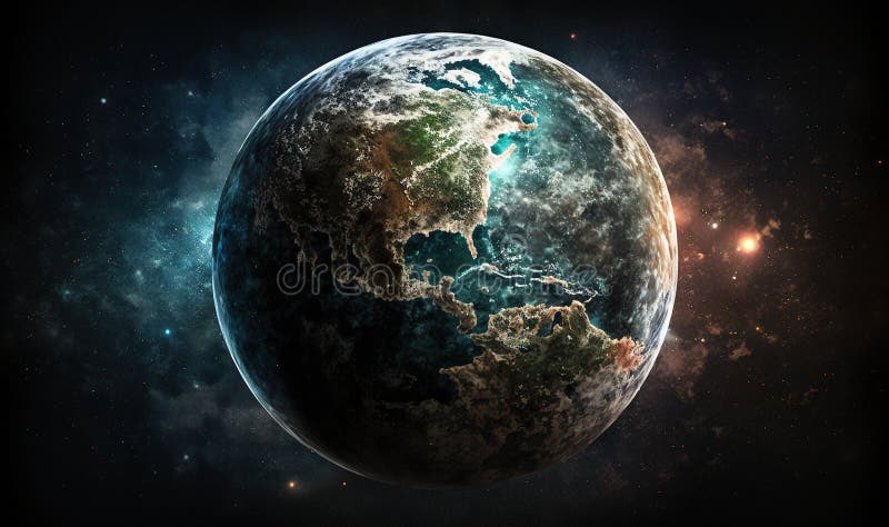 The Earth is in the Middle of a Star Filled Sky Stock Illustration ...