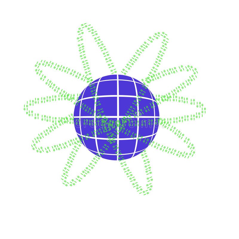 Earth Model and Binary Code Stock Illustration - Illustration of sphere ...