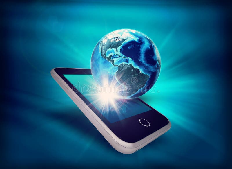 Earth Model Above Laptop with Lock Stock Illustration - Illustration of ...