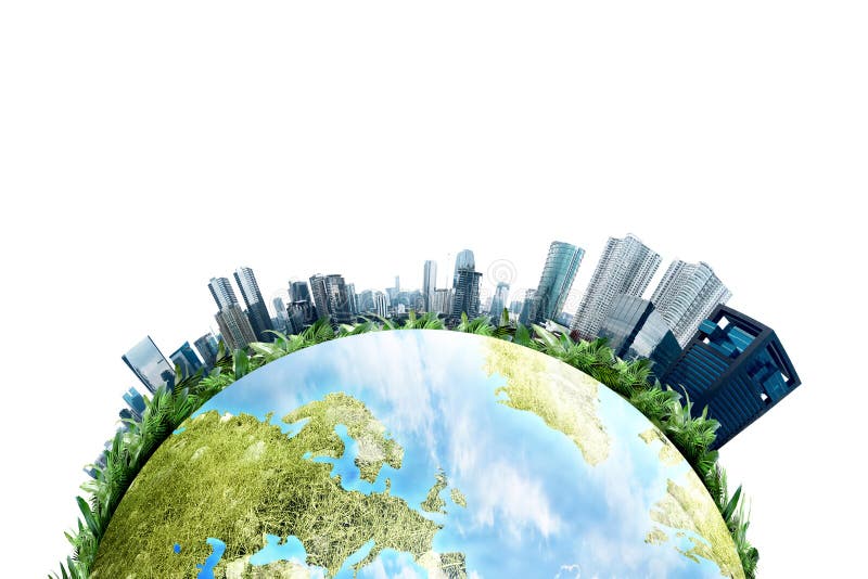 Earth with Modern Buildings and Skyscrapers Above it Stock Image ...
