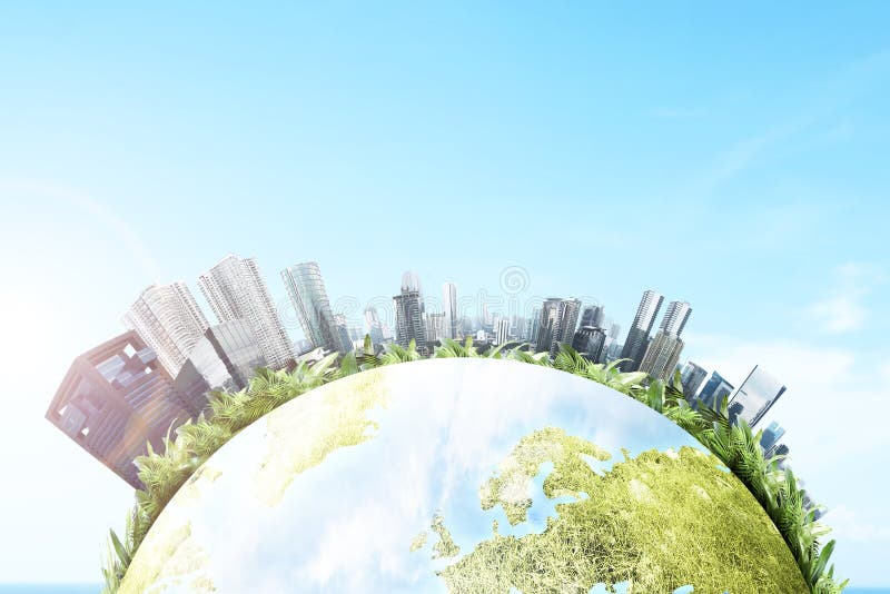 Earth with Modern Buildings and Skyscrapers Above it Stock Image ...