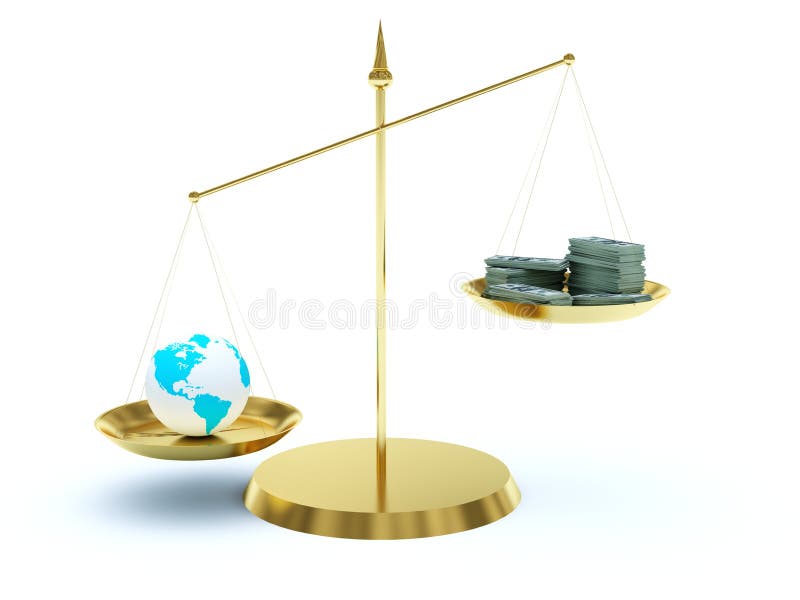 Earth vs money stock illustration. Illustration of scales - 12690496