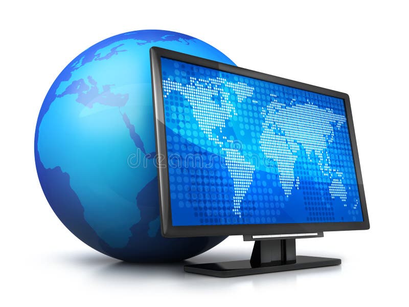 Earth and monitor stock illustration. Illustration of icon - 22110441