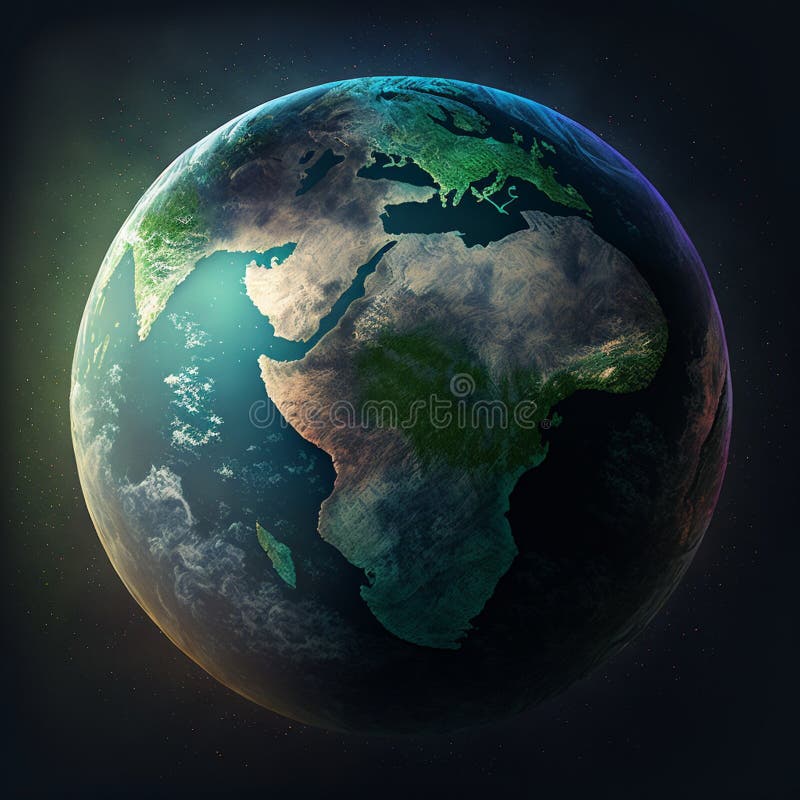 Earth on Black Earth in Space Earth and Moon Stock Illustration ...