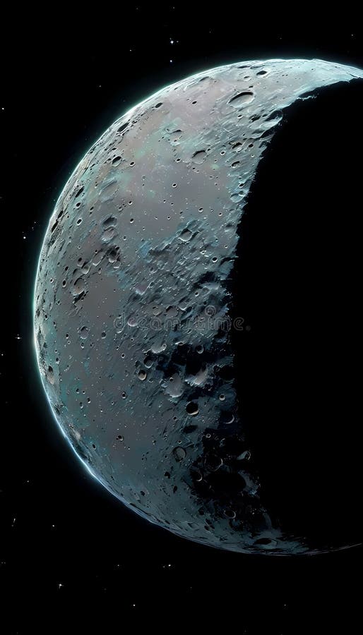 Earth and Moon, Crescent Celestial Body Glowing in Deep Dark Space ...