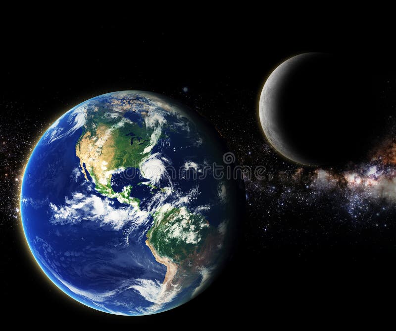 Earth and Moon in Galaxy Space Element Finished by Nasa Stock Photo ...