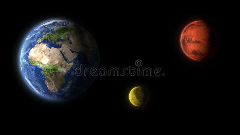 Sun Earth Moon Eclipse and Mars Stock Illustration - Illustration of ...