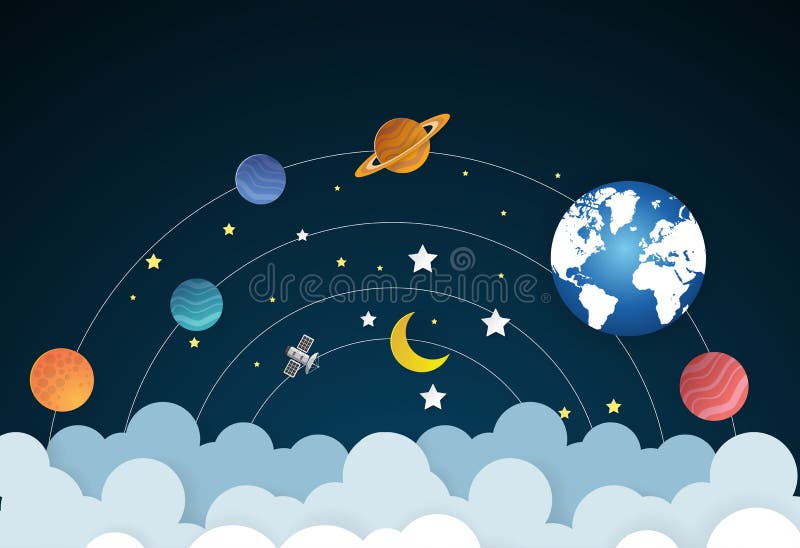 Illustration of Earth and Moon Rotates in Orbit Stock Vector ...