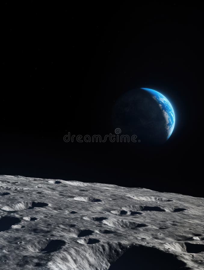 Earth from Moon s Orbit stock photo. Image of celestial - 374790138