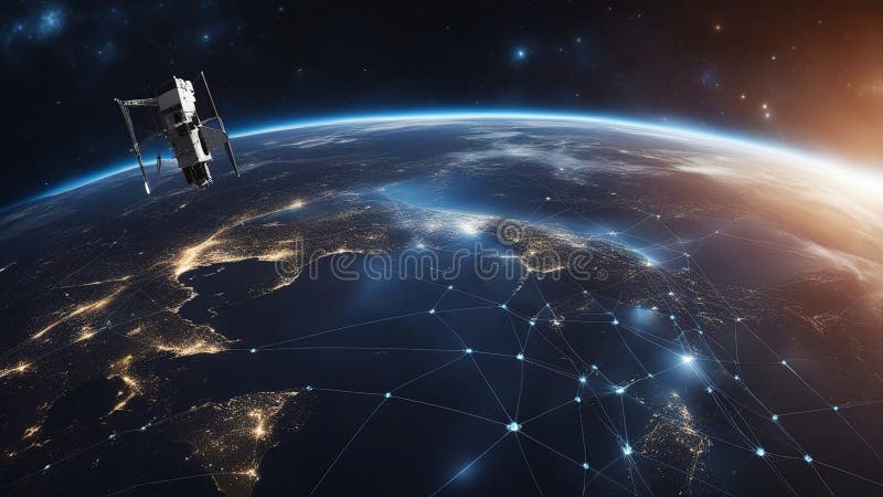 Earth Covered Satellite Network Stock Illustrations – 10 Earth Covered ...