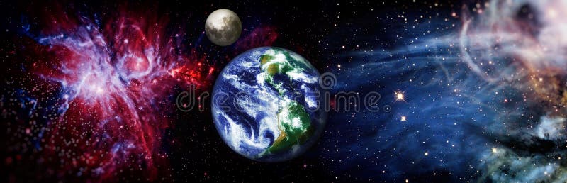 Earth and Moon from Space , Beautiful Cosmic Globe Background. Earth on ...
