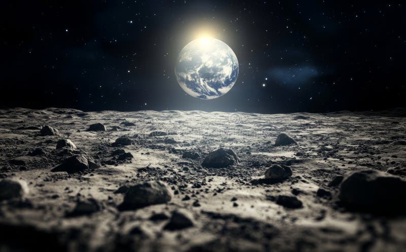 An Earth-moon View, Provided by NASA. Stock Illustration - Illustration ...