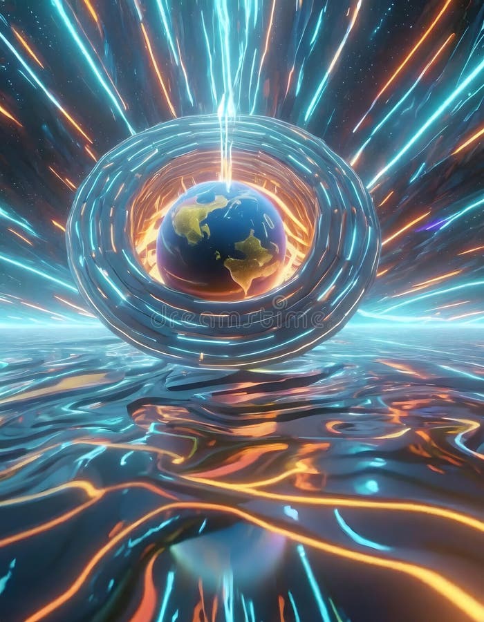 Earth Move To the Ocean on Giant Planet Stock Illustration ...