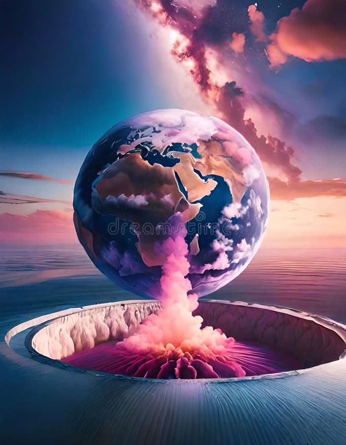 Earth Move To the Ocean on Giant Planet Stock Illustration ...