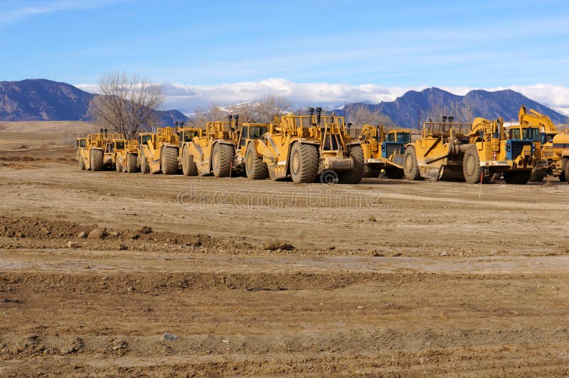 Earth Movers Grading Surfaces Stock Photo - Image of site, front: 27828724