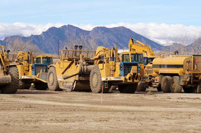 Earth Movers Grading Surfaces Stock Photo - Image of work, colorado ...