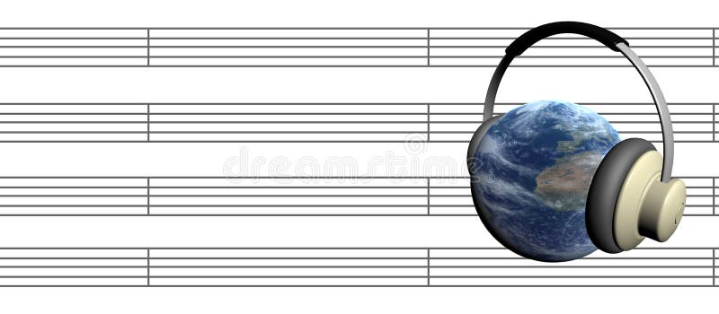 Earth and music-note stock illustration. Illustration of tune - 11891476