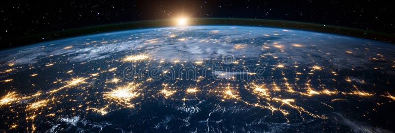 Earth at Night with City Lights, Illuminating Global Connectivity ...