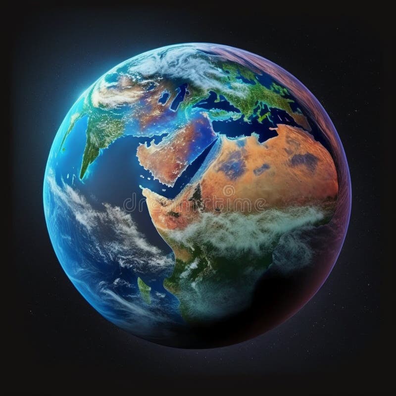 Earth in the Night Earth and Moon Earth in Space Stock Illustration ...