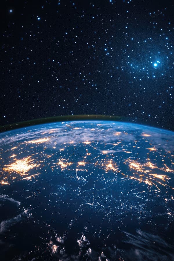 Earth at Night from Space, stock photo. Image of night - 375206340