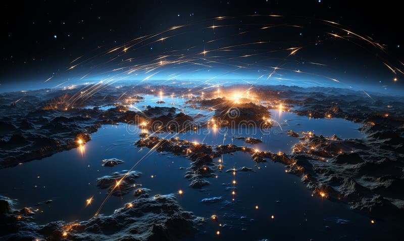 Earth at Night from Space stock image. Image of lights - 310831859