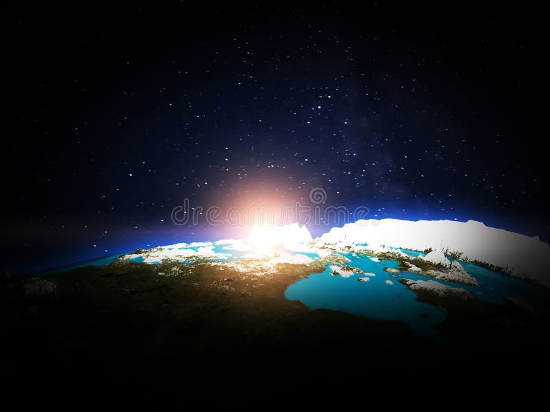 Earth North 3d Map - Arctic Stock Illustration - Illustration of space ...