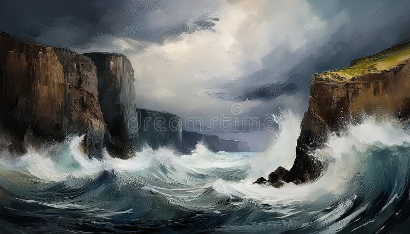 Earth and Ocean Collide stock illustration. Illustration of expressive ...