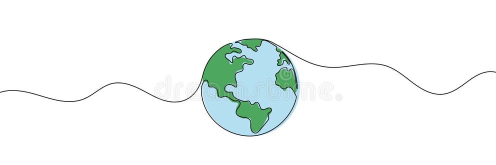 Earth One Line Drawing. Continuous Line Globe Stock Vector ...