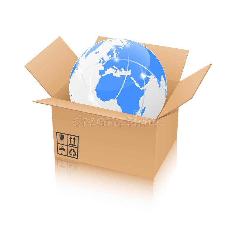 Earth in an Open Cardboard Box Stock Illustration - Illustration of ...