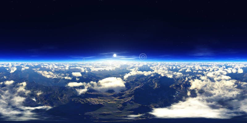 Earth from Orbit, HDRI, 3d Rendering Stock Illustration - Illustration ...