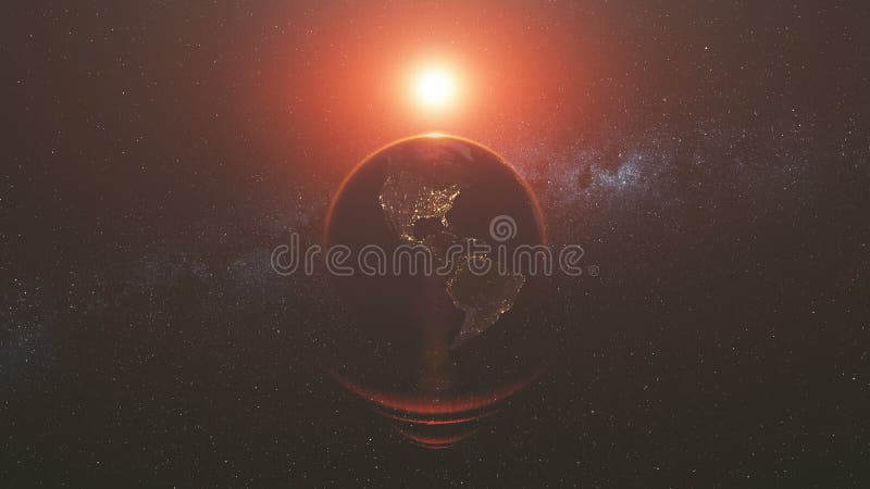 Earth Orbit Rotation Reverse Bright Red Sun Beam Stock Illustration ...