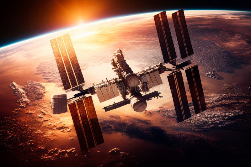 Earth Orbit with Satellite. Satellite Connection. World Global Net ...