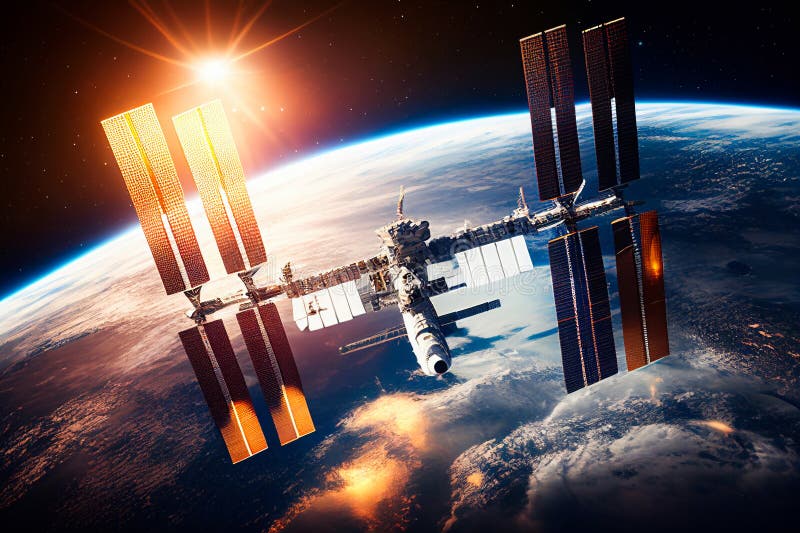 Earth Orbit with Satellite. Satellite Connection. World Global Net ...