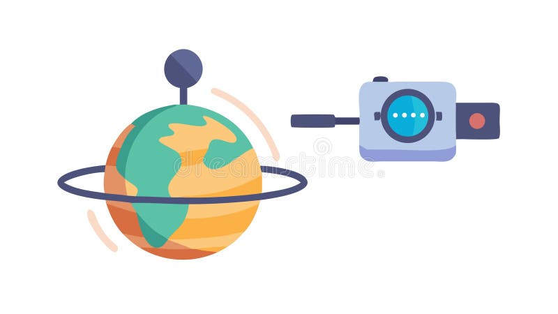 Earth with Orbiting Satellite Camera Vector, Vector Design Generative ...
