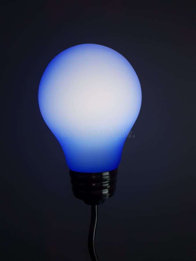 Blue Big Bulb in Black Background Stock Photo - Image of futuristic ...