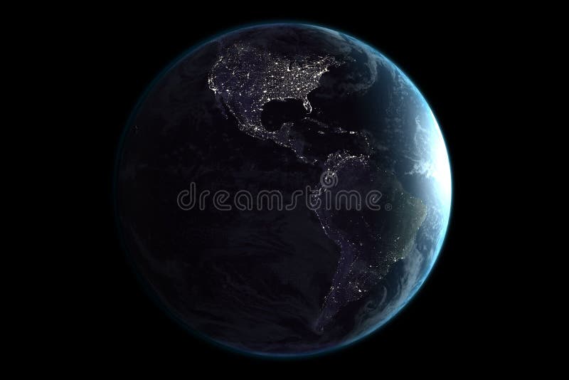 Earth Over Black Background Stock Illustration - Illustration of ...