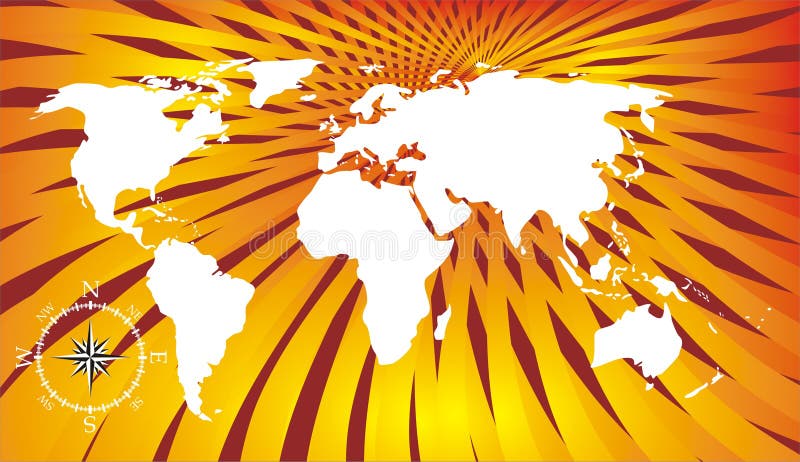 World map with compass stock vector. Illustration of earth - 2336360
